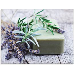 Artland Glasbild &raquo;St&uuml;ck nat&uuml;rlicher Seife mit Kr&auml;utern&laquo; Spa 1 Stk. tlg. in verschiedenen Gr&ouml;&szlig;en gr&uuml;n