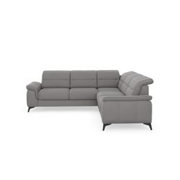 Sit & More sit&more Ecksofa &raquo;Sinatra L-Form&laquo; optinal mit Kopfteilverstellung und Armteilfunktion, Metallf&uuml;&szlig;e grau 100% Polyester