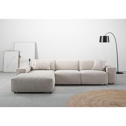 Home Affaire Ecksofa &raquo;Glimminge auch in Breitcord, Feincord, Boucl&eacute; + Easy care-Bezug&laquo; L-Form, Breite 294, Zierkissen beige 100% Polyester