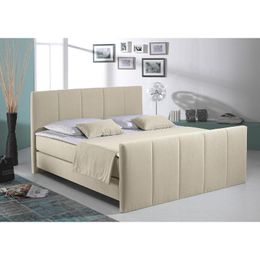 Home Affaire Boxspringbett &raquo;Portland&laquo; in 3 Breiten, 3 Matratzenarten und 2 H&auml;rtegraden, incl. Topper beige Strukturstoff-Bezug (100% Polyester),