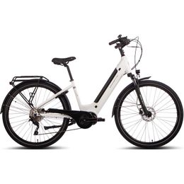 Saxonette Unisex SAXONETTE &raquo;Premium Sport (Wave)&laquo; 10 Gang Kettenschaltung Mittelmotor 250 W Pedelec, Elektrofahrrad f&uuml;r Damen u. Herren wei&szlig;