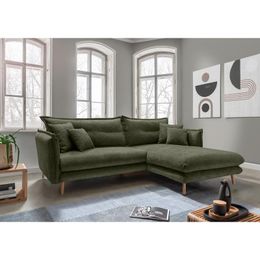 Home Affaire Ecksofa &raquo;Lazio modern und bequem, schmale Armlehnen, tolle Detailverarbeitung&laquo; zwei verschiedene Fu&szlig;farben w&auml;hlbar gr&uuml;n 100% Polyester