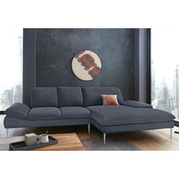 W.Schillig Ecksofa &raquo;enjoy&MORE, Designsofa, elegant und bequem, L-Form&laquo; mit Sitztiefenverstellung, F&uuml;&szlig;e silber matt, Breite 310 cm blau Chenille-