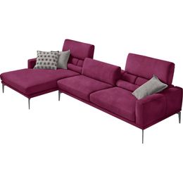 Egoitaliano Ecksofa &raquo;Masu, Design trifft sensationellen Sitzkomfort&laquo; inkl. 2 Kissenrollen, R&uuml;ckenelemente manuell verstellbar, Metallf&uuml;&szlig;e pink