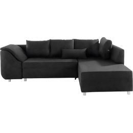 Collection AB Ecksofa &raquo;Sally L-Form&laquo; mit und ohne Bettfunktion, inklusive loser R&uuml;cken- und Zierkissen schwarz Microfaser PRIMABELLE (100% Polyester) 