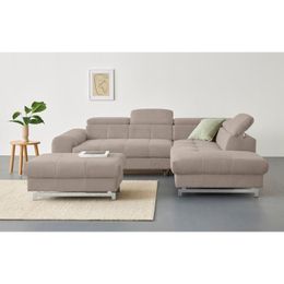 COTTA Ecksofa &raquo;Chef L-Form&laquo; mit Kopfteilverstellung, edle Metallkufen, wahlweise mit Bettfunktion braun Luxus-Microfaser (100% Polyester);Kunstleder 