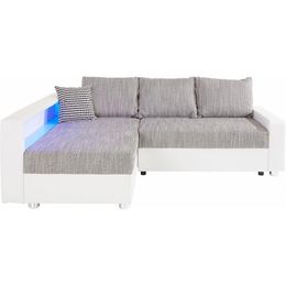 Collection AB Ecksofa &raquo;Relax L-Form&laquo; inklusive Bettfunktion, Federkern, wahlweise mit RGB-LED-Beleuchtung grau Zierkissen: 100%Polyester;Struktur (100