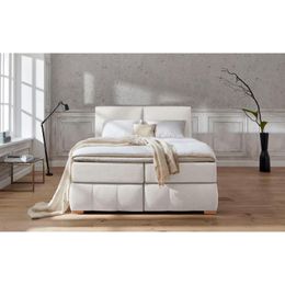Home Affaire Boxspringbett &raquo;Wehma&laquo; inkl. Topper in 3 verschiedenen Matratzen, auch in Samtstoff beige Struktur fein (100% Polyester)