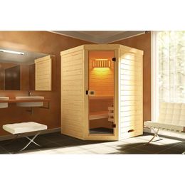 Weka Sauna &raquo;Massivholz-Elementsauna LAUK&laquo; Blockbohlen,vorgefertigte Elemente, moderne Ganzglast&uuml;r beige