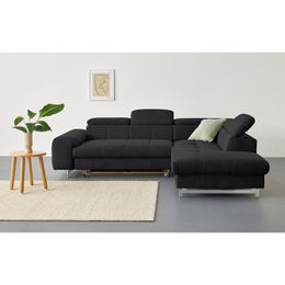 COTTA Ecksofa &raquo;Chef L-Form&laquo; mit Kopfteilverstellung, edle Metallkufen, wahlweise mit Bettfunktion schwarz Luxus-Microfaser (100% Polyester);Kunstleder