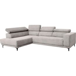 Alina Ecksofa &raquo;Hikari&laquo; wahlweise mit Sitzvorzug, in modernem Cordstoff, Breite 302 cm grau Cord GCT (92% Polyester, 8% Nylon)
