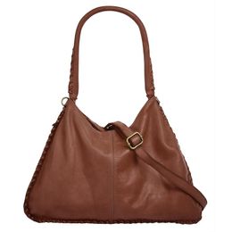 Samantha Look Damen Shopper echt Leder, Made in Italy braun