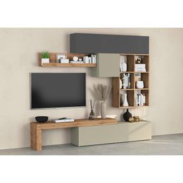 OTTO home Wohnwand &raquo;Chronos Wohnwand, Medienwand, 5-er set&laquo; 5 Stk. tlg. grau Holzwerkstoff