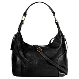 Samantha Look Damen Shopper echt Leder, Made in Italy schwarz