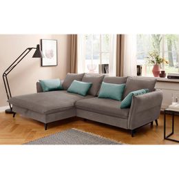 Home Affaire Ecksofa &raquo;Tirano, moderne Optik, komfortabel, Breite 274cm,L-Form&laquo; wahlweise mit Bettfunktion und Bettkasten grau
