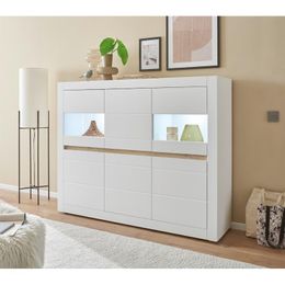 Home Affaire Highboard &raquo;Chester, moderne Kommode, Schrank mit Stauraum, Sideboard in Wei&szlig; Matt&laquo; 1 Stk. tlg. austauschbare Blende in Griffleiste, 