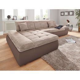 DOMO collection Ecksofa &raquo;Moric Luxus - B/T/H 300/172/80 cm, XXL-Format&laquo; braun Kunstleder SOFTLUX / Struktur (90% Polyester, 10% Polyacryl)