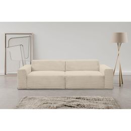 WERK2 Sofa &raquo;Zeus 3-Sitzer, Big-Sofa, Breite 256cm, Tiefe 105cm, modern & bequem&laquo; Curvy Trend 3-Sitzer mit urbaner Optik beige 90% Polyester, 10% Nylon