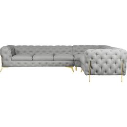 Home Affaire Chesterfield-Sofa &raquo;Amaury L-Form&laquo; gro&szlig;es Ecksofa, Chesterfield-Optik, Breite 323 cm, Fu&szlig;farbe w&auml;hlbar silber Struktur (100% Polyester);