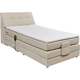 ED EXCITING DESIGN Boxspringbett &raquo;Carpino wahlweise in den Breiten 120cm oder 180cm erh&auml;ltlich&laquo; inkl. Motor, Stauraum im Kopfteil und Topper beige 
