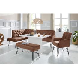 exxpo - sofa fashion Eckbank &raquo;Doppio, Chesterfield Optik, komfortabel und bequem, hohe Designf&uuml;&szlig;e&laquo; Frei im Raum stellbar braun 100% Polyester