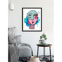 queence Bild &raquo;Marlick&laquo; Abstrakt Figuren Gesicht Kunst 1 Stk. tlg. HD Premium Poster-Druck inkl. Holzrahmen bunt Acrylglas, Holz, Papier