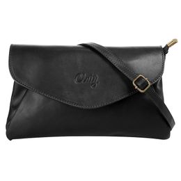 CLUTY Damen Abendtasche echt Leder, Made in Italy schwarz