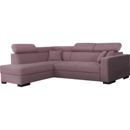 Home Affaire Ecksofa &raquo;Tulio L-Form&laquo; wahlweise mit Bettfunktion und Bettkasten, incl. 3 Zierkissen rot Struktur fein (100% Polyester);Struktur (100% 
