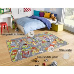 Hanse Home Kinderteppich &raquo;Smart City&laquo; rechteckig 0,65 mm H&ouml;he Kurzflor, Kinderteppich, Rutschfest, Spielteppich, Kinderzimmer bunt Polyamid