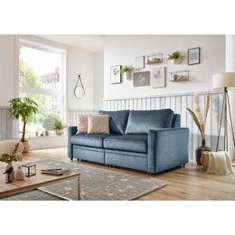 Die PlanBar Schlafsofa &raquo;MP-PD19021&laquo; mit L&auml;ngsschl&auml;ferfunktion 80 bzw. 160x210 cm blau 100% Polyester