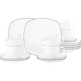 Seltmann Weiden Kaffeeservice &raquo;Geschirr-Set, Service Lido Black Line&laquo; Tassen, Untertassen, Teller, 18 Teile, f&uuml;r 6 Personen, Made in Germany schwarz-wei&szlig; Porzellan