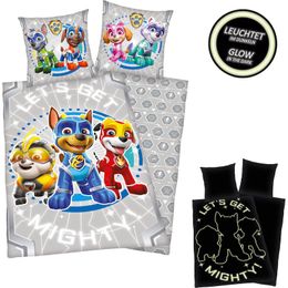 PAW PATROL Kinderbettw&auml;sche &raquo;&laquo; mit "Glow in the dark"-Effekt grau Renforc&eacute;, Obermaterial: 100% Baumwolle