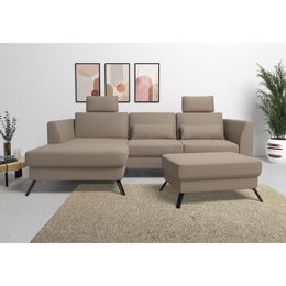 Sit & More sit&more Ecksofa &raquo;Olsen L-Form&laquo; inklusive Sitztiefenverstellung, wahlweise mit Bettfunktion, 15cm hoch grau 98% Polyester 2%Polyamid