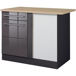 KOCHSTATION Eckunterschrank &raquo;KS-Wien&laquo; Breite 110 cm grau Holzwerkstoff, MDF