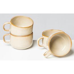 gipfelst&uuml;ck Tasse &raquo;Nebelwald&laquo; Scandi-Style, Reaktivglasur, jedes St&uuml;ck ein Unikat, 4-teilig beige Steinzeug