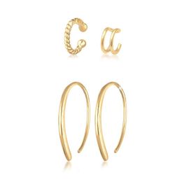 Elli Damen Ohrring-Set &raquo;Basic Set Creolen Earcuff Blogger Trend 925 Silber&laquo; gold