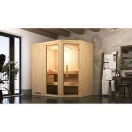 Weka Sauna &raquo;Element-Ecksauna VARBERG 1&laquo; vorgefertigte Elemente, Fensterelement, moderne Ganzglast&uuml;r beige