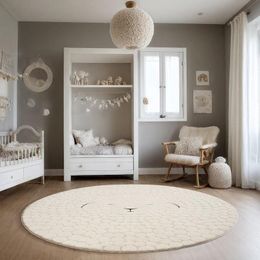 the carpet Teppich &raquo;Elisa Kids&laquo; rund 12 mm H&ouml;he Kids Kinderzimmer Teppich strapazierf&auml;hig und pflegleicht beige Polypropylen