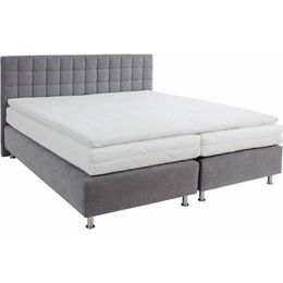 Westfalia Schlafkomfort Boxspringbett grau Microvelours (100% Polyester);Strukturstoff (77% Polyester und 23% Viskose);Bonnell-Federkern-Matratzenbezug: 100% Polyester;