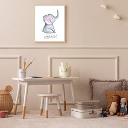 L&uuml;ttenh&uuml;tt Bild mit Rahmen &raquo;oder Poster, Elefant mit Spruch&laquo; Elefant Elefanten Bilder Elephant Fantasy Tiere 1 Stk. tlg. HD Premium Druck bunt Holz, Plexiglas