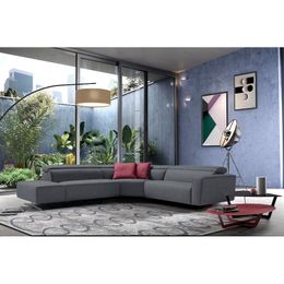 Egoitaliano Ecksofa &raquo;Stefanie-e, Designsofa der Extraklasse, bequem mit hohem Sitzkomfort&laquo; mit Relaxfunktion und verstellbaren Kopfteilelementen grau