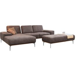 W.Schillig Ecksofa &raquo;run, Designsofa mit tollem Sitzkomfort, bequem, L-Form&laquo; mit elegantem Holzsockel, F&uuml;&szlig;e in Silber matt, Breite 279 cm braun 