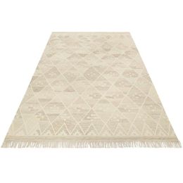Teppich &raquo;Vermont GL-82101&laquo; rechteckig 5 mm H&ouml;he handgewebter Naturfaserteppich aus 80% Wolle 20% Baumwolle, Wohnzimmer beige Baumwolle, Schurwolle