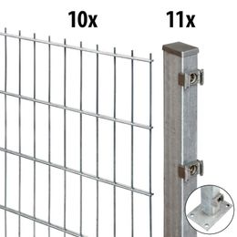 GARDEN 'N' MORE Doppelstabmattenzaun &raquo;Excellent&laquo; 10 Elemente f&uuml;r 20 m, LxH: 200 x 183 cm, mit 11 Pfosten grau Kunststoff, Stahl