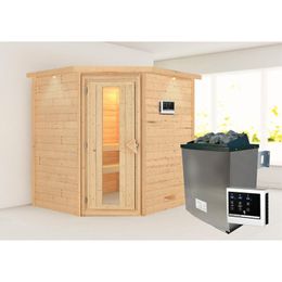 Karibu Sauna &raquo;Mia (Fronteinstieg)&laquo; Ofen 9 KW externe Strg easy beige