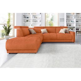 DOMO collection Ecksofa &raquo;Ava, moderne Sitzheftung mit toller Doppelnaht, komfortabel, L-Form&laquo; mit Ottomane, inkl. Federkern, wahlweise mit 