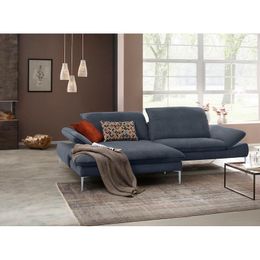 W.Schillig Ecksofa &raquo;enjoy&MORE, mit tollem Sitzkomfort, elegant und bequem, L-Form&laquo; mit Sitztiefenverstellung, F&uuml;&szlig;e silber matt, Breite 294 cm blau 