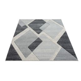 Carpet City Teppich &raquo;BONITO 7167&laquo; rechteckig 11 mm H&ouml;he L&auml;ufer, Flachflor, Hochtief-Muster/ 3D-Effekt, Geo-Muster, Wohnzimmer grau Obermaterial: 100% Polypropylen