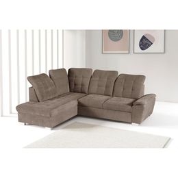 WERK2 Ecksofa &raquo;Brindisi, Multifunktion, bequem & komfortabel, Breite 263cm, L-Form&laquo; mit verstellbaren Kopfteilen, Bettfunktion & Bettkasten braun 92% 