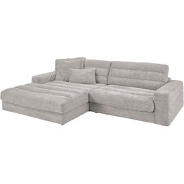 3C Candy Ecksofa &raquo;Stripes Mega-Sofa, bequem und komfortabel, L-Form&laquo; Lose R&uuml;ckenkissen, mit feiner Quersteppung, Cord-Bezug grau 88% Polyester, 12% 